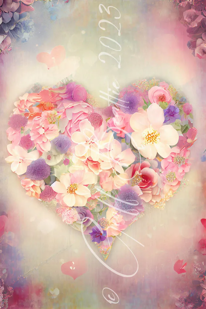 Floral heart backdrops collection of 24 designs